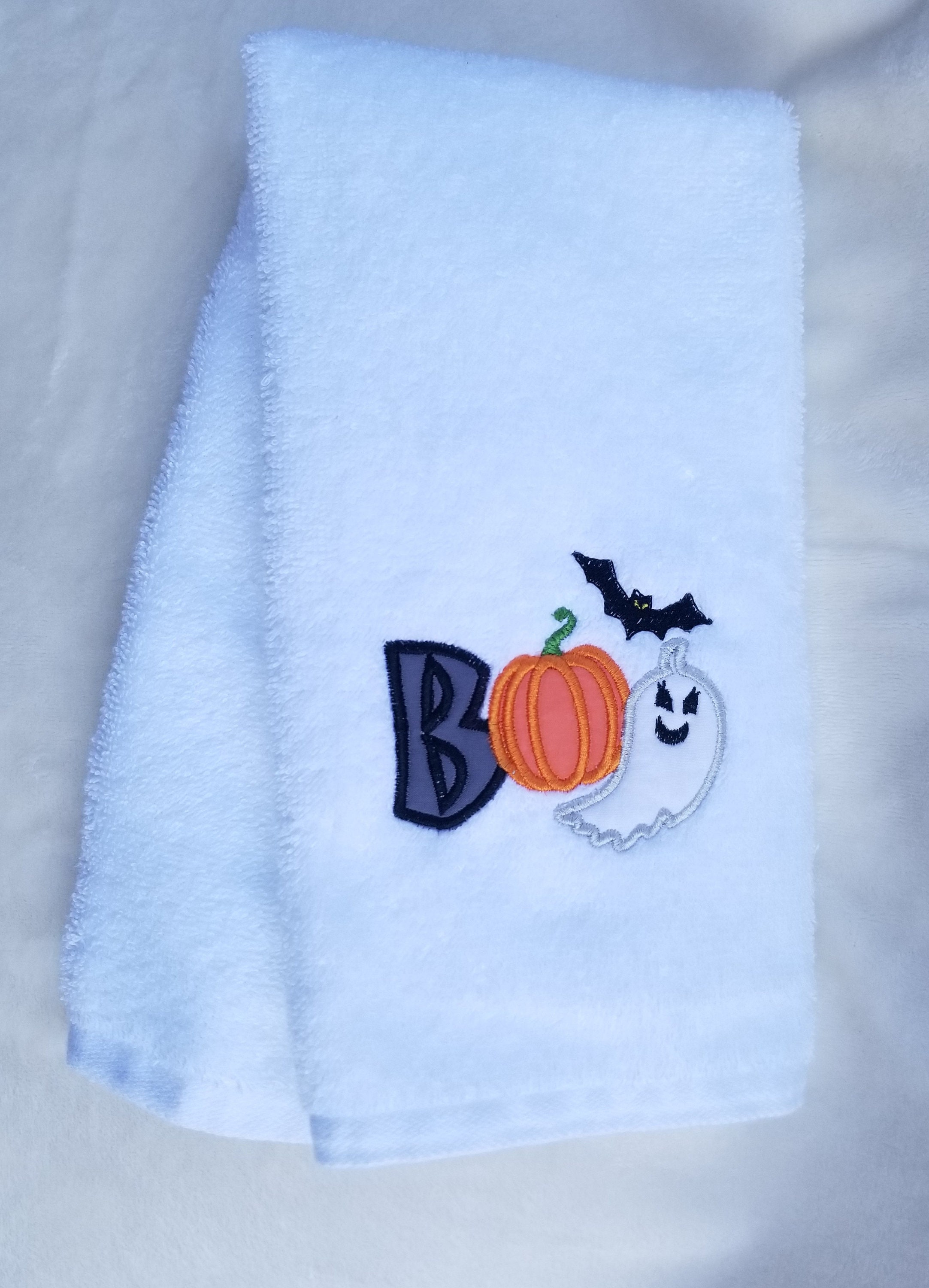 Halloween Hand Towel Applique Embroidered White Towel - Etsy
