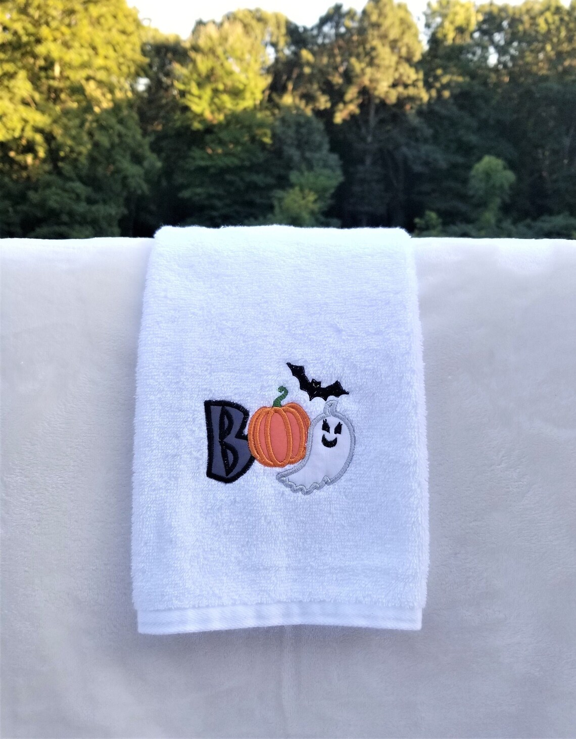 Halloween Hand Towel Applique Embroidered White Towel - Etsy