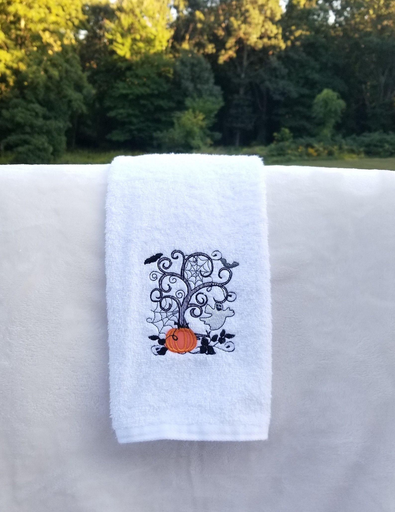 Halloween Hand Towel Custom Embroidered White Towel - Etsy