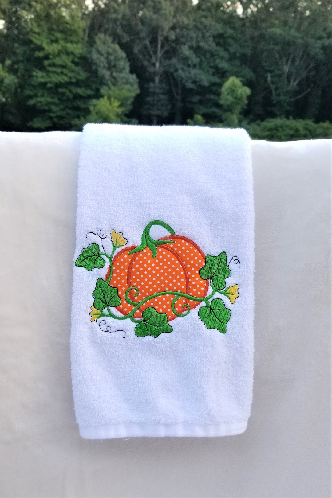 Hand Towel Custom Embroidered Applique White Kitchen Bath Towel ...