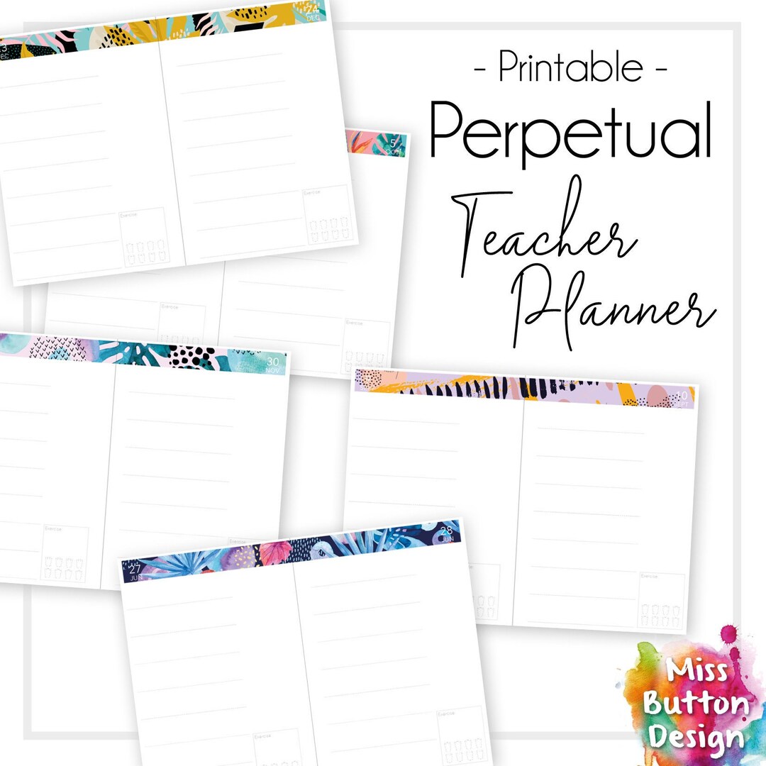 Perpetual Printable Teacher Diary Planner - Tropical Memphis Design - Etsy