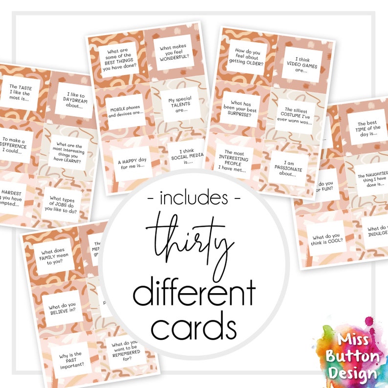 Conversation Starter Ice Breaker Cards - Abstract Neutral Design - Etsy