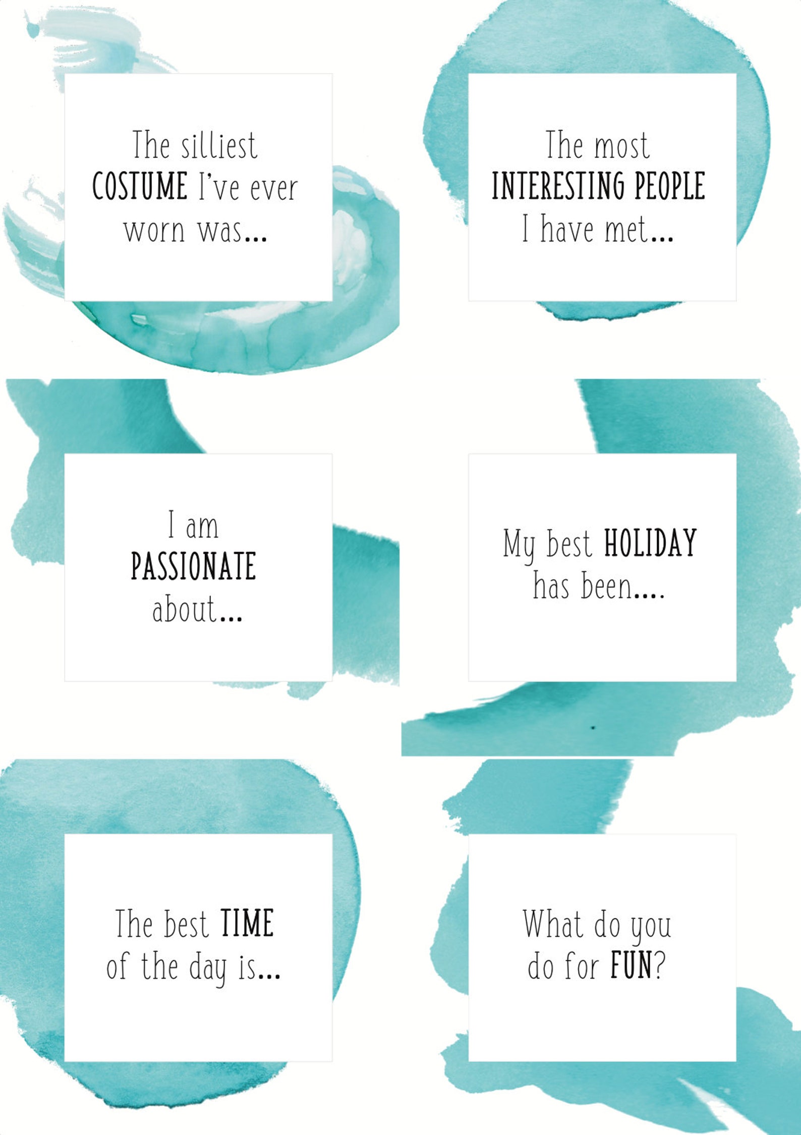 Conversation Starter Ice Breaker Cards - Etsy