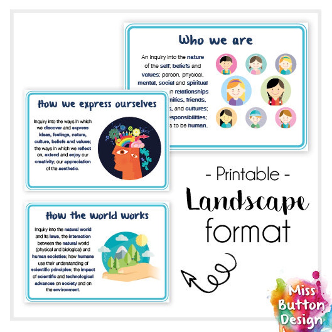 Printable IB PYP Transdisciplinary Theme Posters - Landscape - Etsy Canada