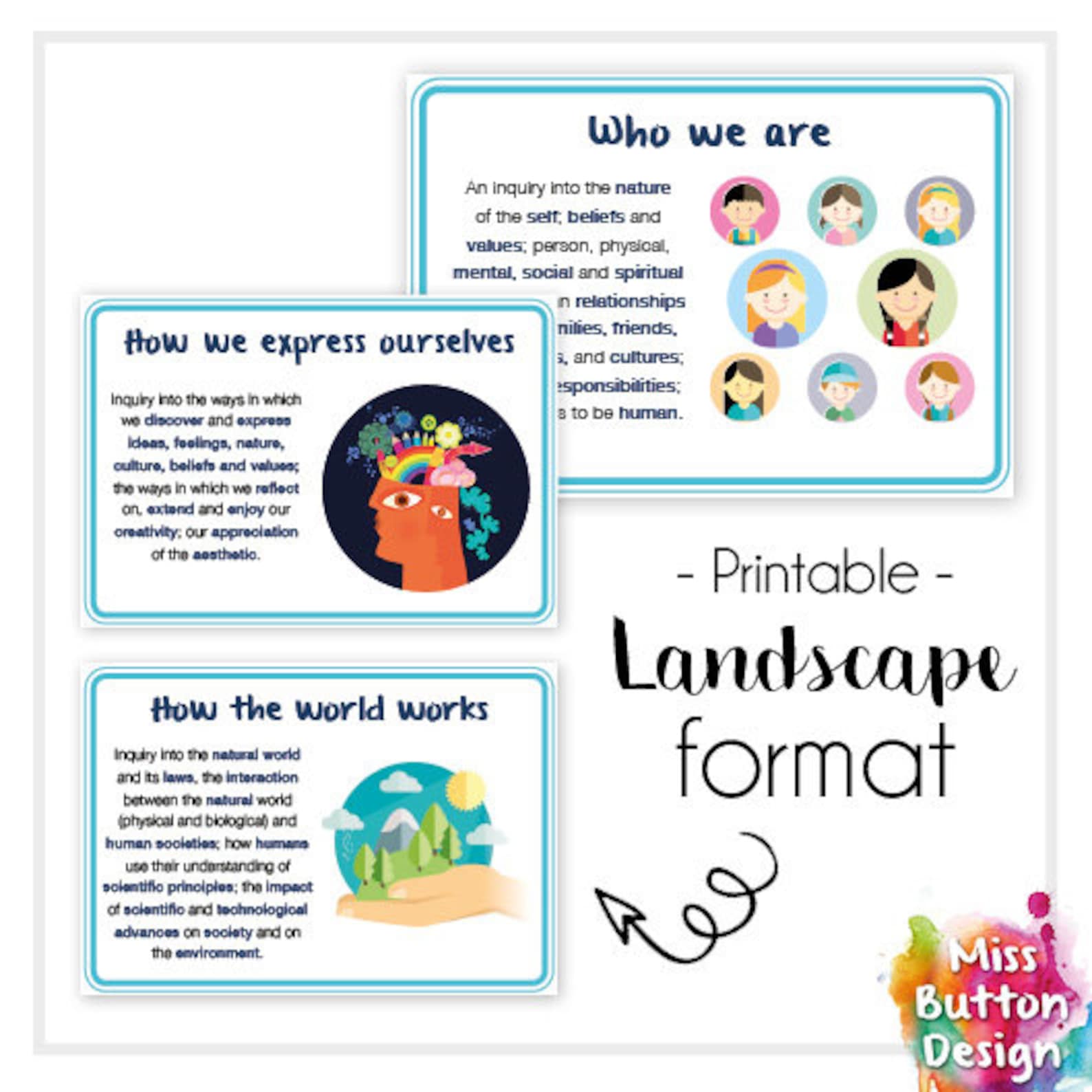 Printable IB PYP Transdisciplinary Theme Posters - Landscape - Etsy Canada