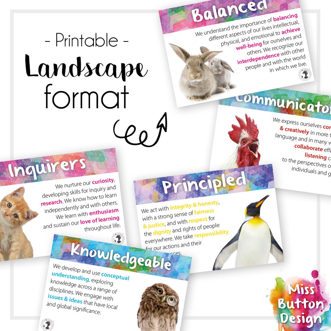 Printable IB MYP Learner Profile Posters - Landscape - Etsy