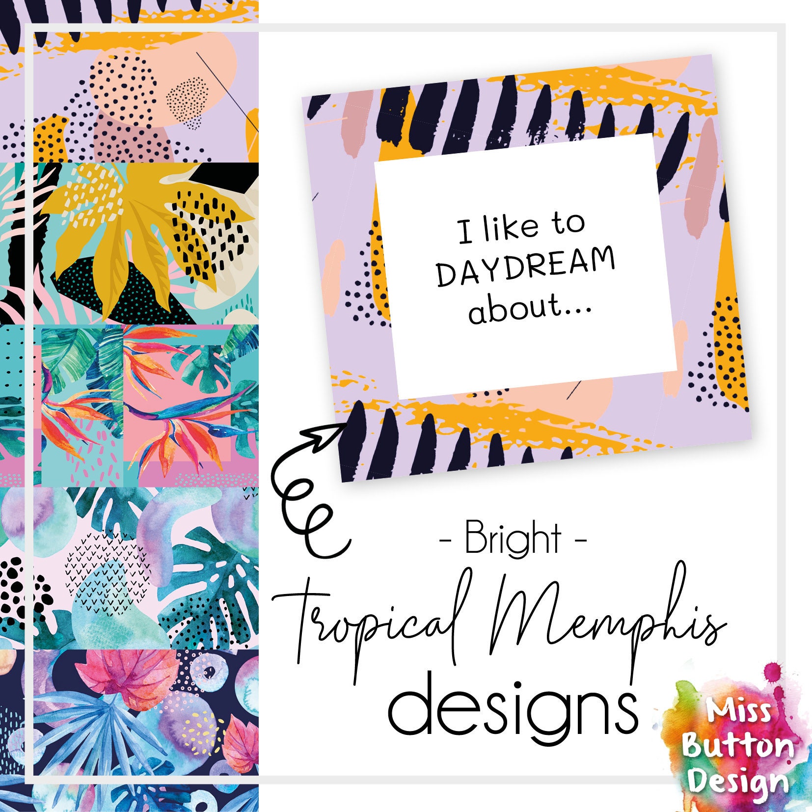 Conversation Starter Ice Breaker Cards - Tropical Memphis Design - Etsy