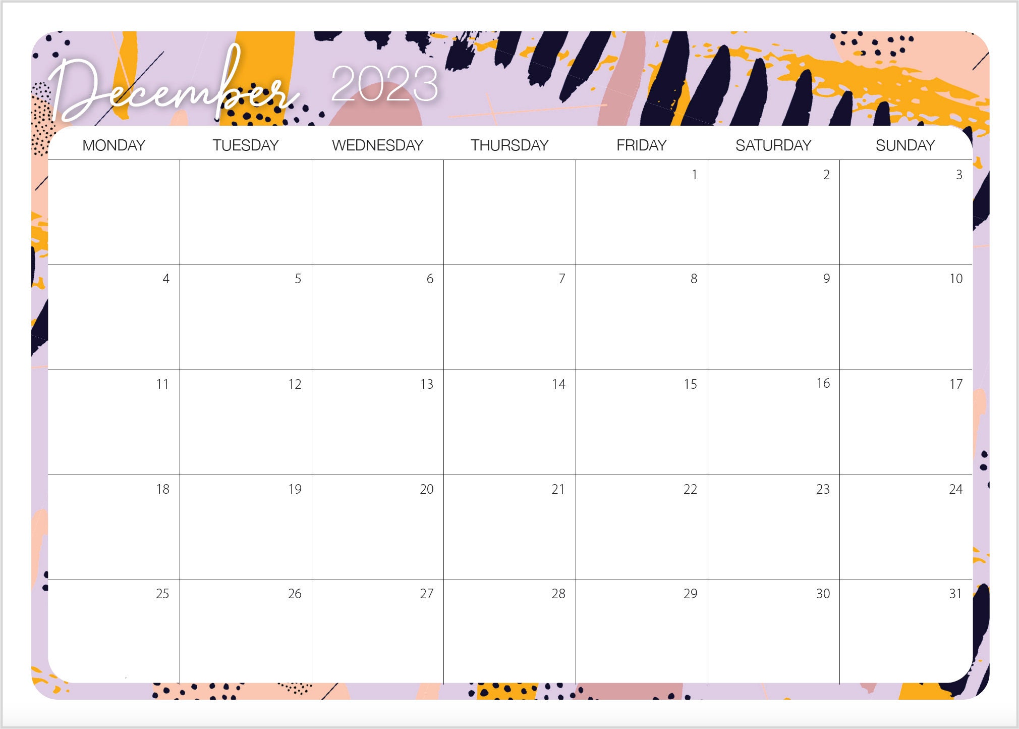 Printable 2023 Monthly Calendar Tropical Memphis Design - Etsy