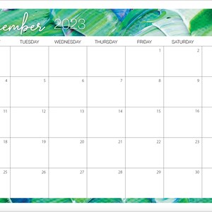 Printable 2023 Monthly Calendar - Colourful Paint Texture Design - Etsy
