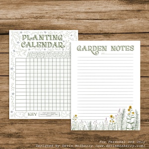 BUNDLE: Printable Planting Calendar & Garden Notes Page Customizable ...