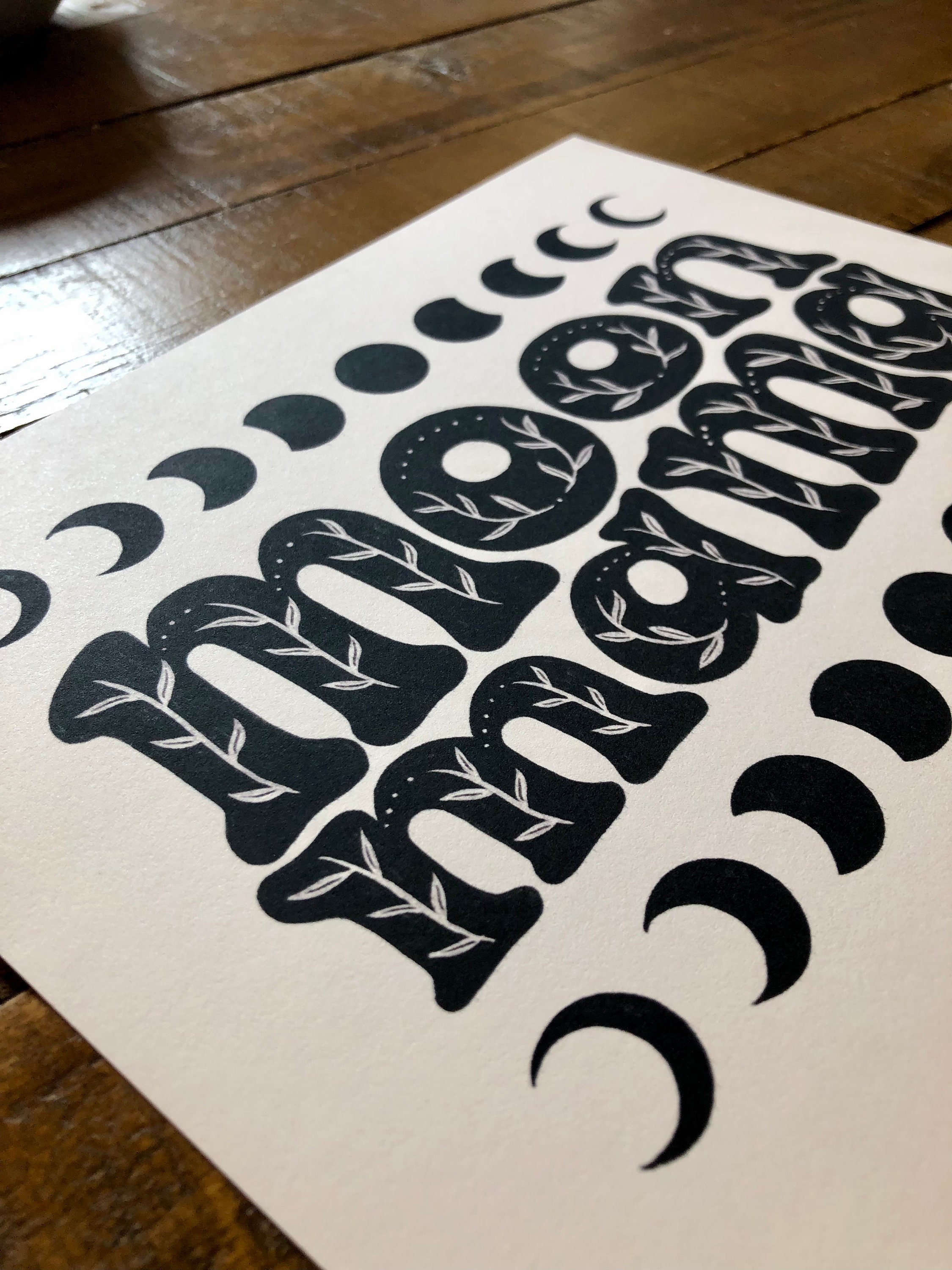 Moon Mama - Phases of the Moon - 8x10 Wall Print, Sustainably Sourced ...