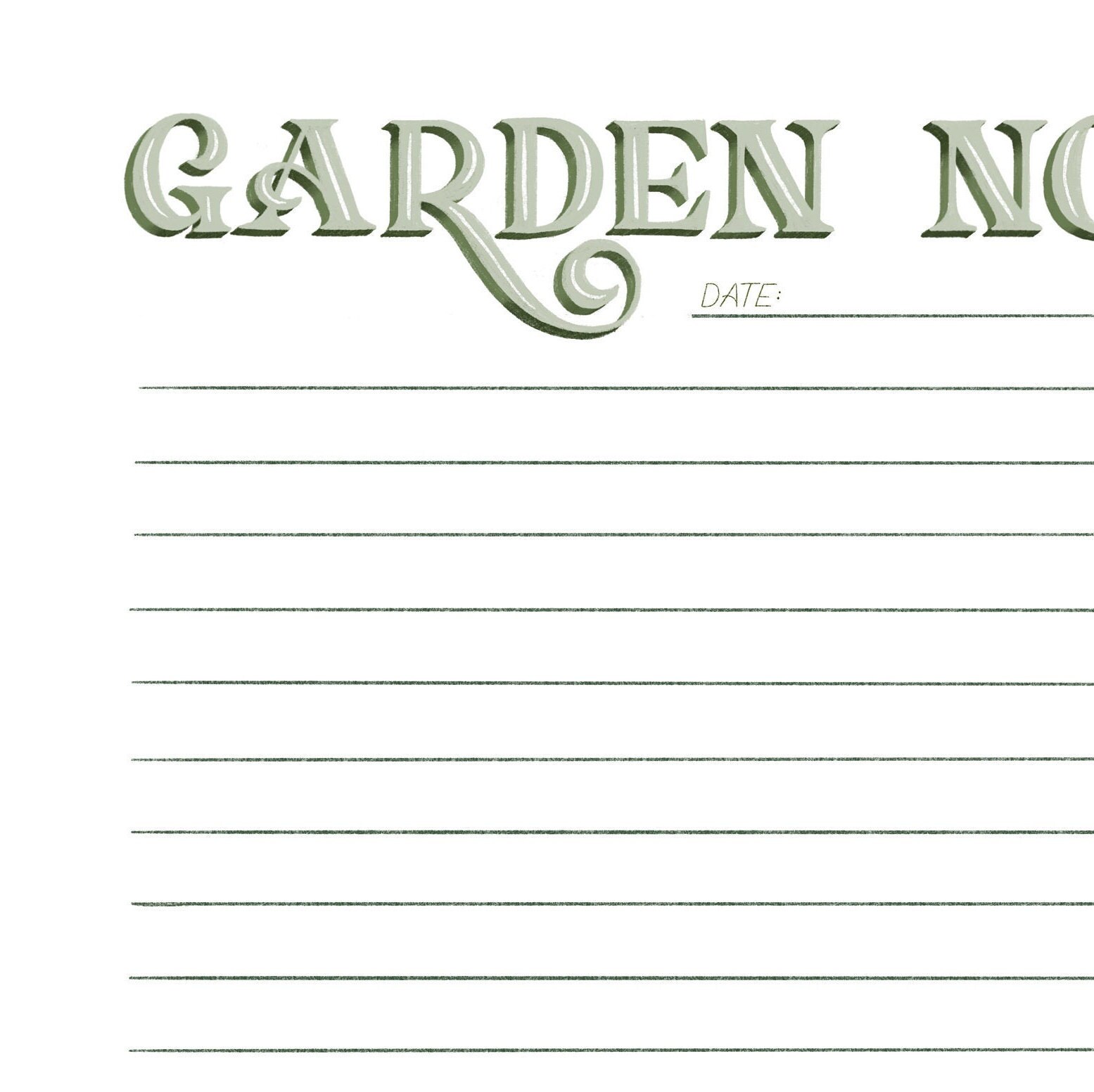 Printable Garden Notes Page: Customizable, Hand-lettered & Illustrated ...