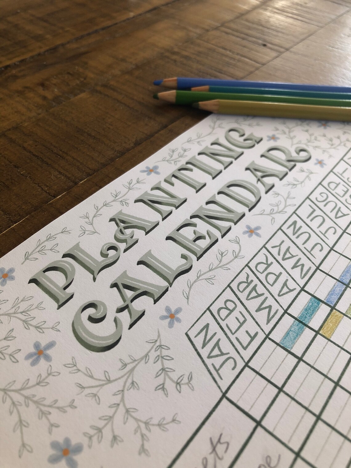 Printable Planting Calendar: Customizable, Hand-lettered & Illustrated ...