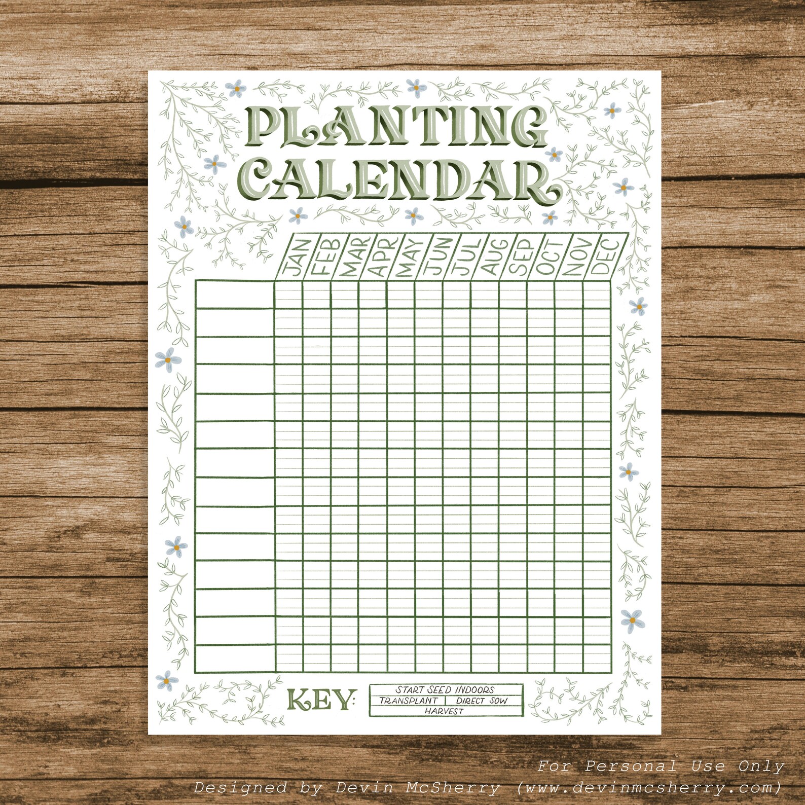 BUNDLE: Printable Planting Calendar & Garden Notes Page Customizable ...