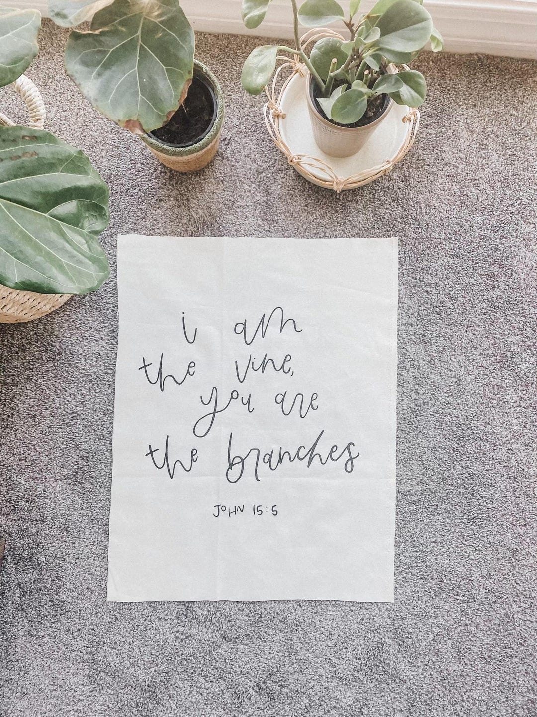 Hand Painted Canvas Banner | Bible Verse Home Decor | John 15:5 - Etsy