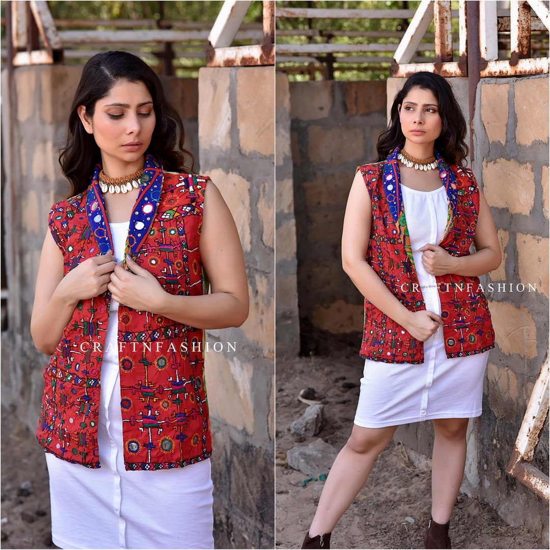 Handmade Indian Banjara Jacket, Mirror Work Jacket, Bohemian Embroidered Jacket , Kutch Jacket ...