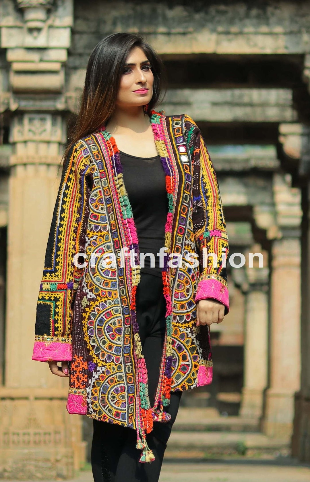 Pure Woolen Banjara Bohemian Kutch Jacket Hand Embroidery Mirror Work ...
