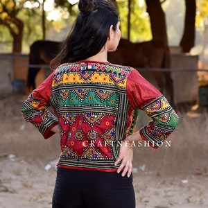 Buy Gujarat Vintage Mirror Work Jacket, Banjara Bomber Jacket, Women ...