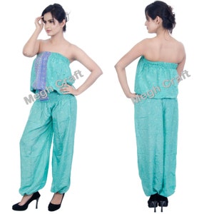 Buy Indian Vintage Recycled Sari Silk Jumpsuit Smocked Jumpsuit ...
