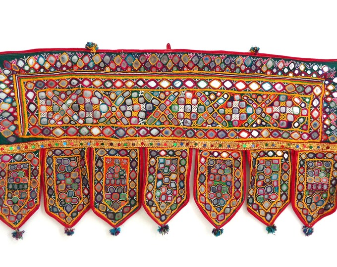 Gujarati Gamthi Style Vintage Handmade Toran Kutch Embroidered Fringe ...