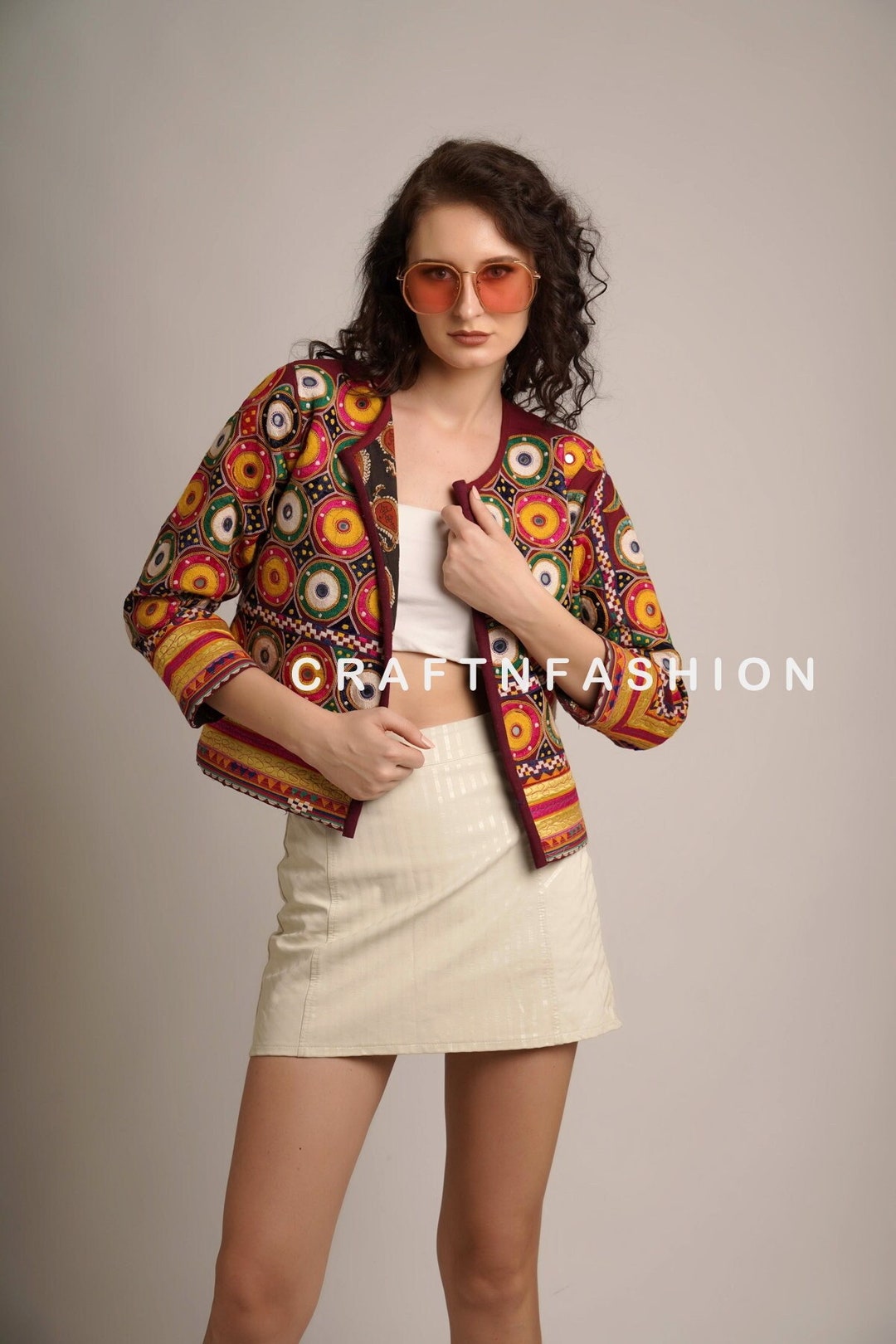 Handmade Boho Jacket, Embroidered Jacket, Women Bomber Jacket, Indian ...