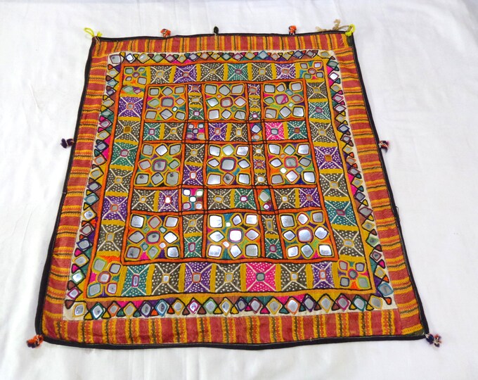 Gujarati Gamthi Wall Decor Tapestry Kutch Mirror Work Chakla Hand ...