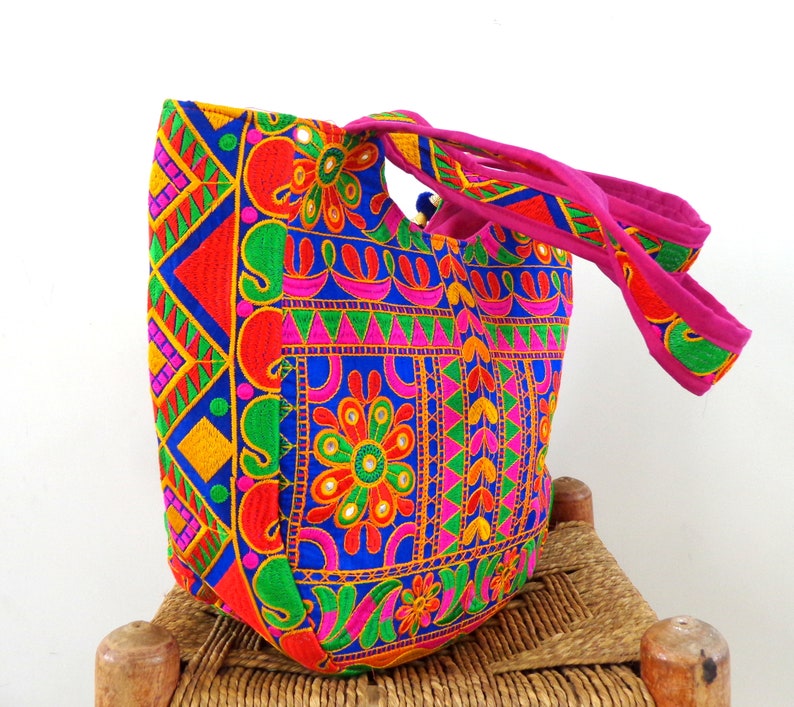 Gujarati Hand Embroidery Multicolored Shoulder Bag - Etsy