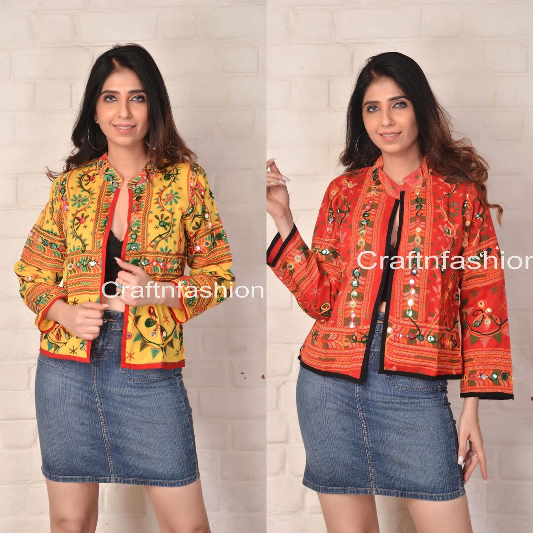Navratri Wear Cotton Embroidered Jacket Shrug Indian Banjara Jacket ...