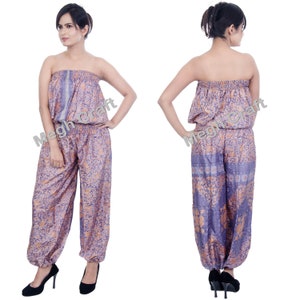 Buy Indian Vintage Recycled Sari Silk Jumpsuit Smocked Jumpsuit ...