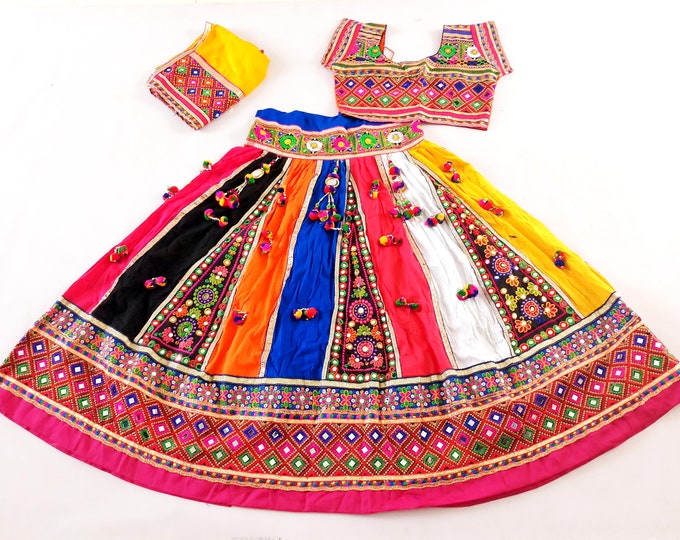 Indian Traditional Navratri Costume Ghaghra Choli Pom Pom Tassels ...