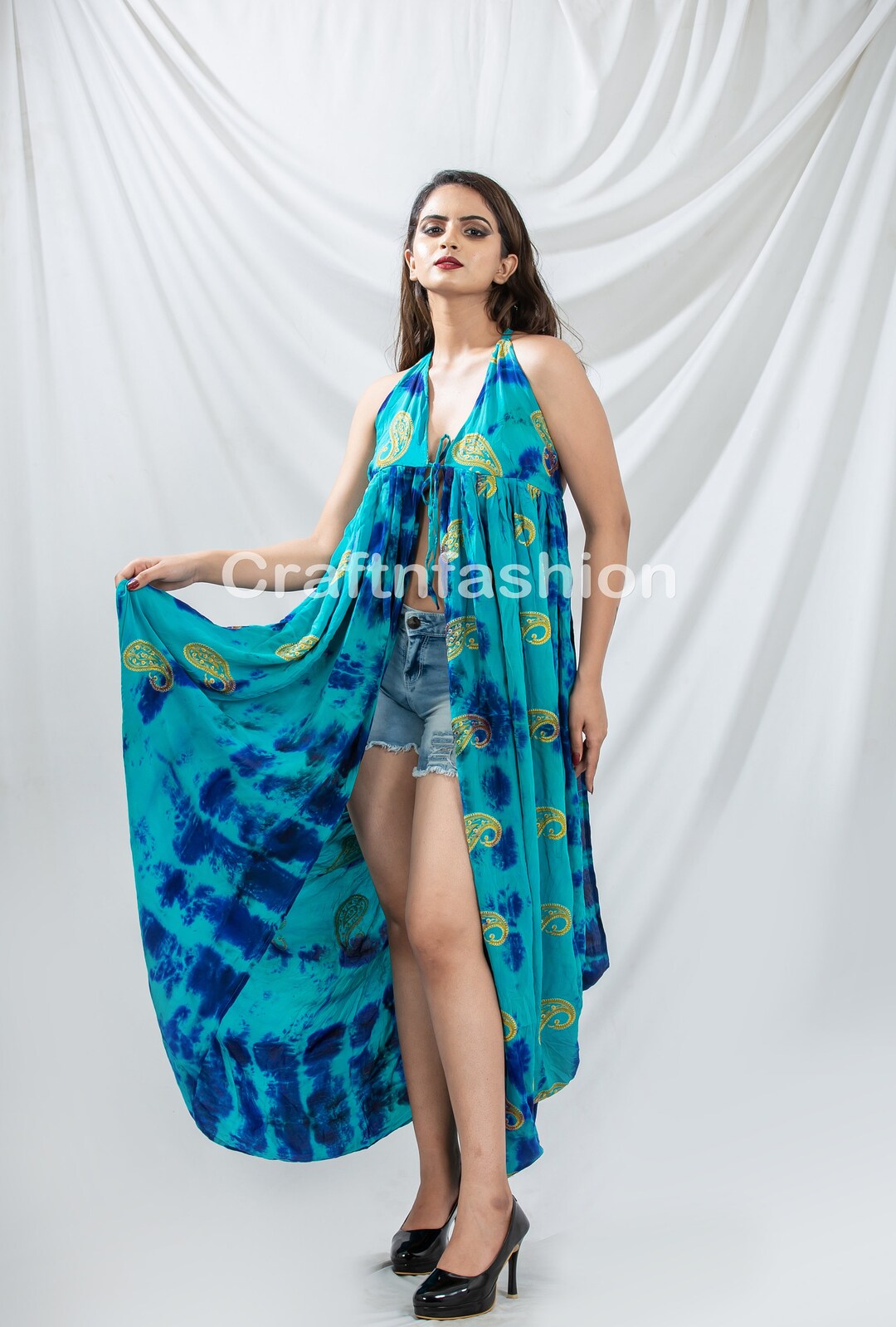 Hot Beach Wear Tie Dye Dress Bohemian Summer Fashion Dress Mykonos Tie ...