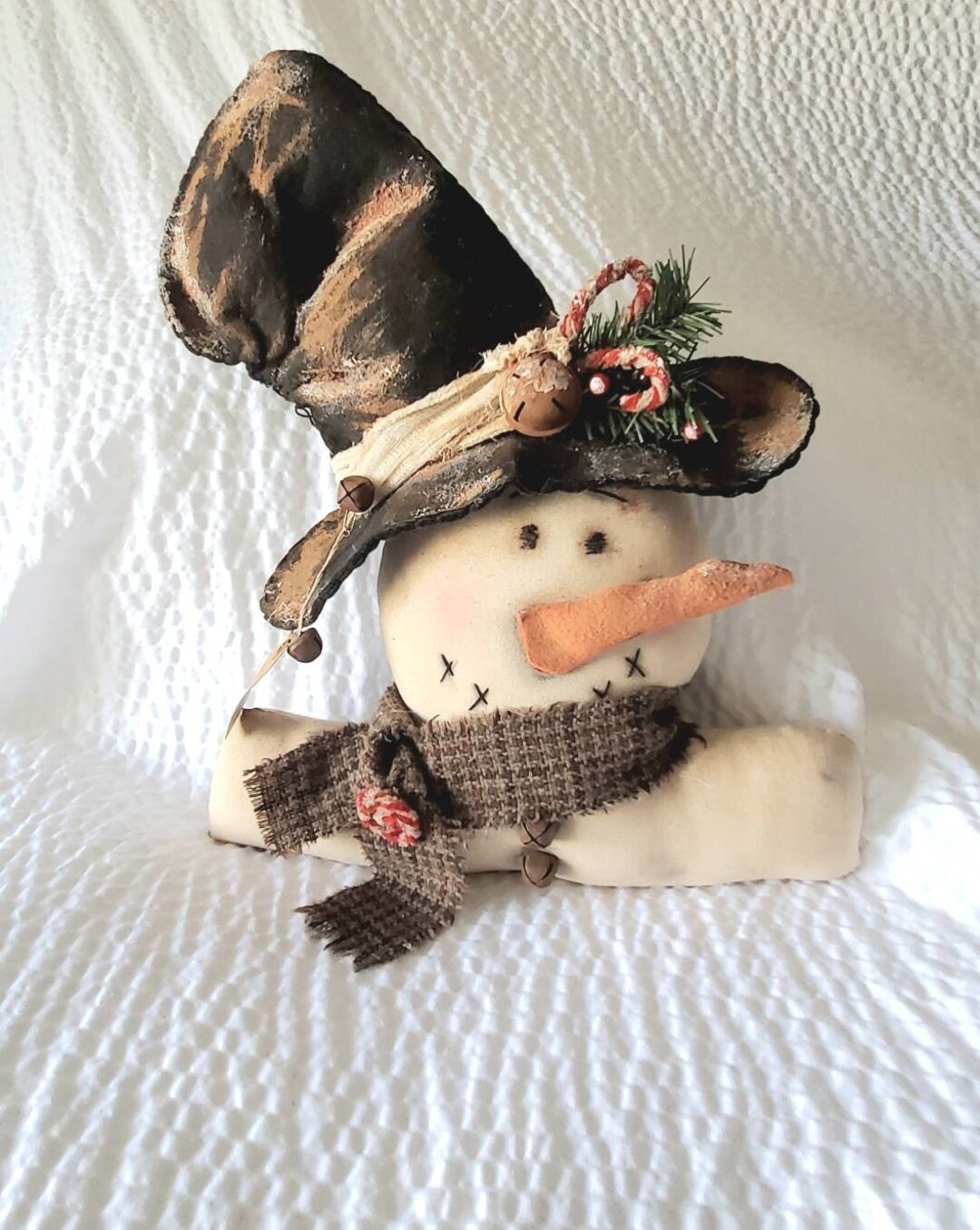 Grungy Primitive Snowman Door Hanger, Wreath Attachment or Tree Topper ...
