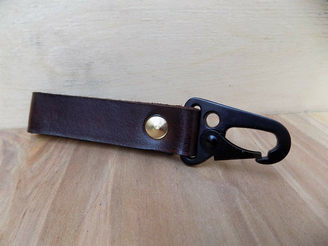 Handmade Leather Key Fob Alloy Clasp Brown - Etsy UK