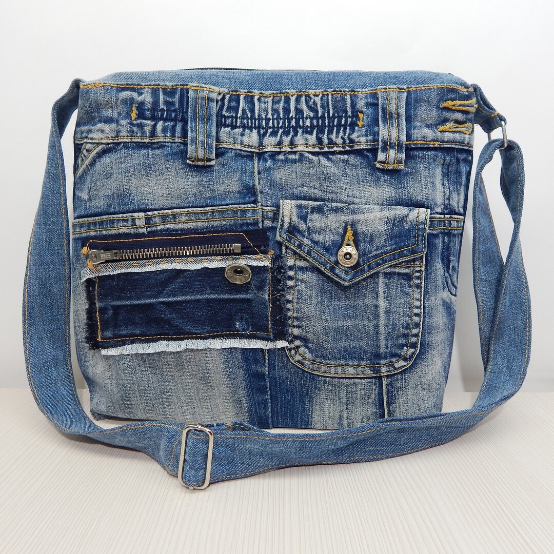 Small Denim Crossbody Bag Upcycled Jeans Crossbody Bag Handmade Denim ...