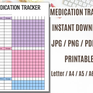 Medication Tracker Log List Chart, Printable Daily Planner Sheet, Pill ...