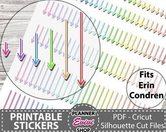 Skinny Arrow Planner Stickers Printable FOILED Arrow Doodles | Etsy