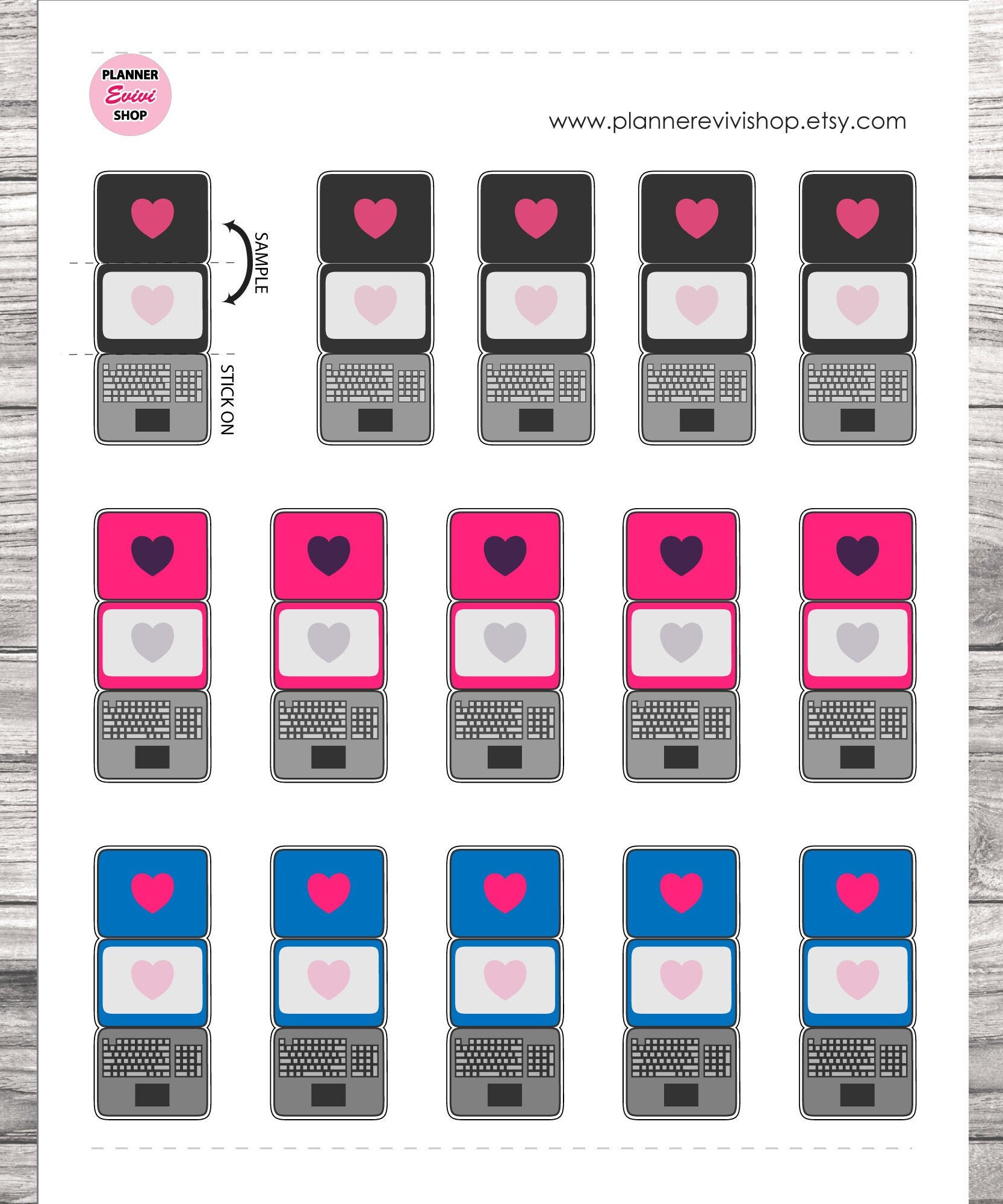 3D Effect Stickers, Computer Stickers, Printable Planner Stickers, Erin ...