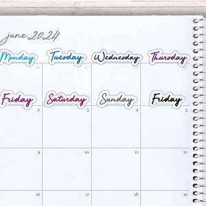 Days of the Week Script Stickers/printable Planner Stickers/erin ...