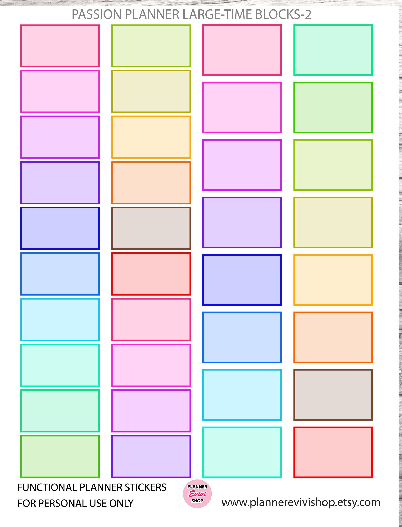 Passion Planner Sticker,printable Passion Planners Large Time Blocks-0.5/1/1.5/2/2.5 Hour Strips ...