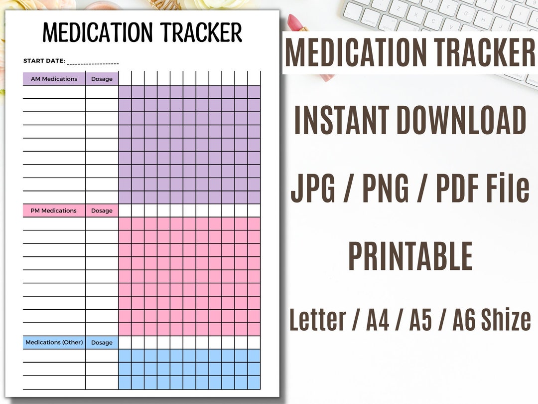 Medication Tracker Log List Chart, Printable Daily Planner Sheet, Pill ...