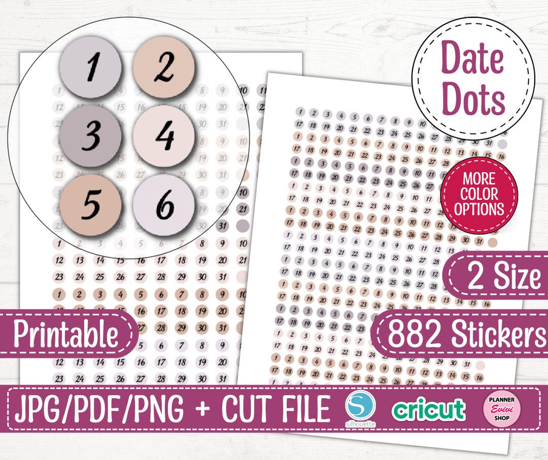 Small Date Number Stickers for Planners, Organizers, and Bullet ...