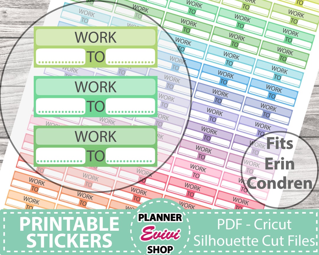 Work Printable Planner Stickers for Happy Planner, Bullet Journal ...