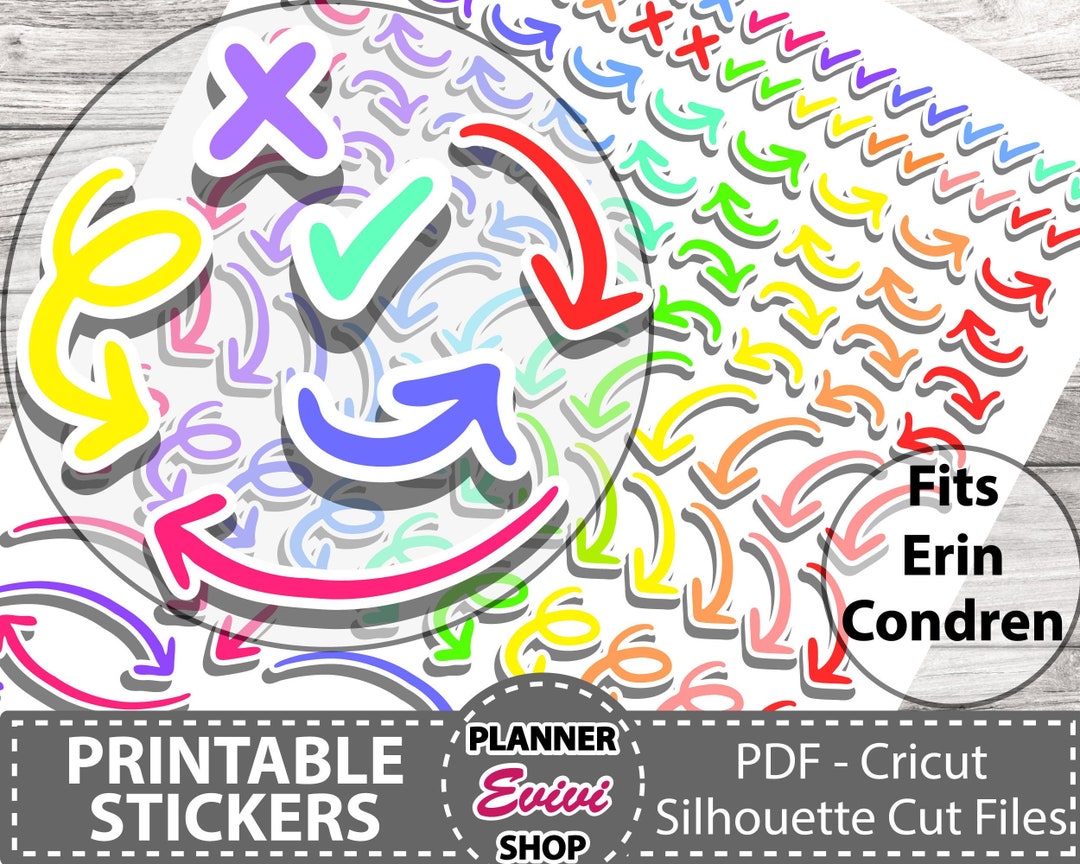 Hand Drawn Arrow Printable Planner Stickers/arrow Doodles Stickers/erin ...