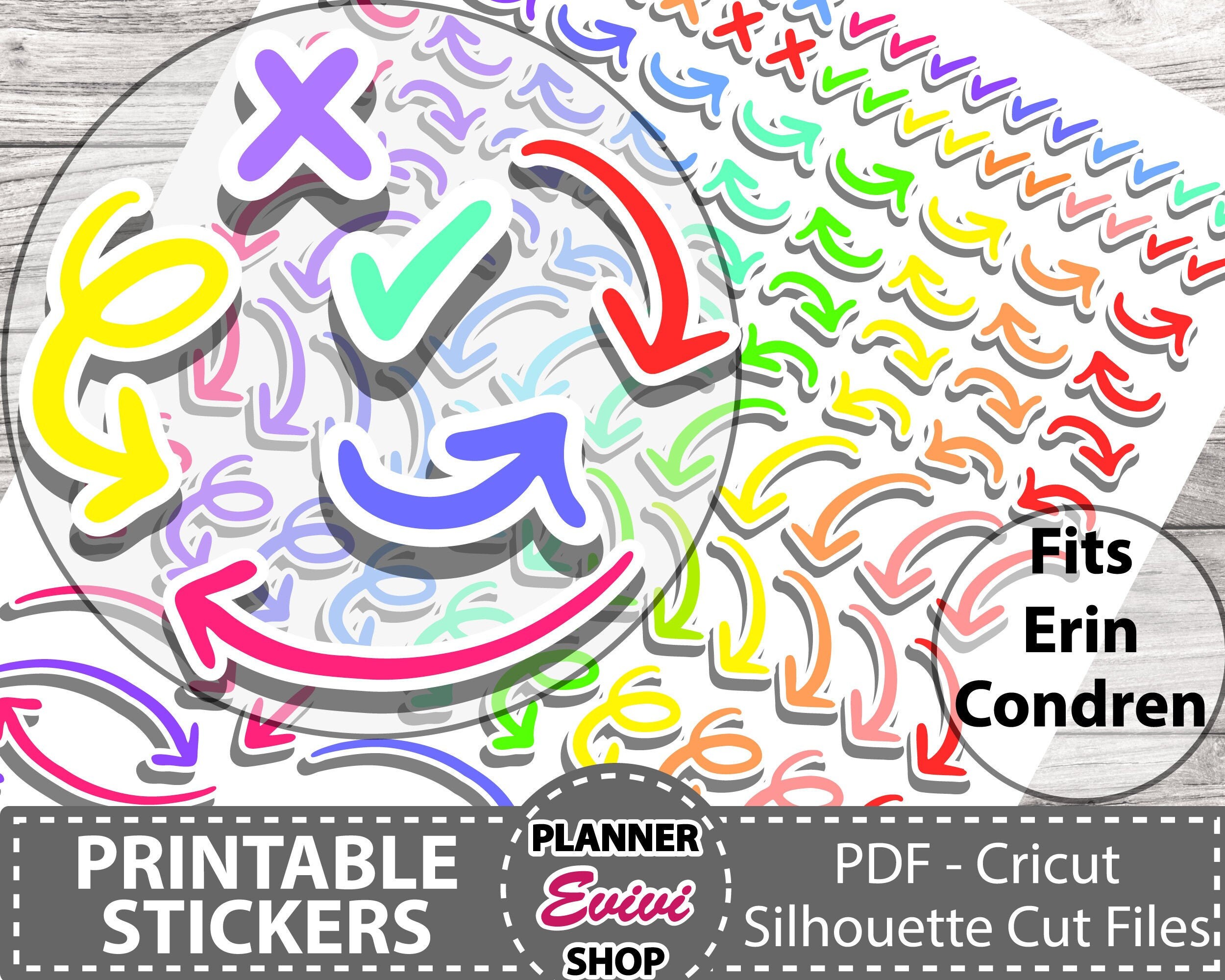 Hand Drawn Arrow Printable Planner Stickers/arrow Doodles Stickers/erin ...