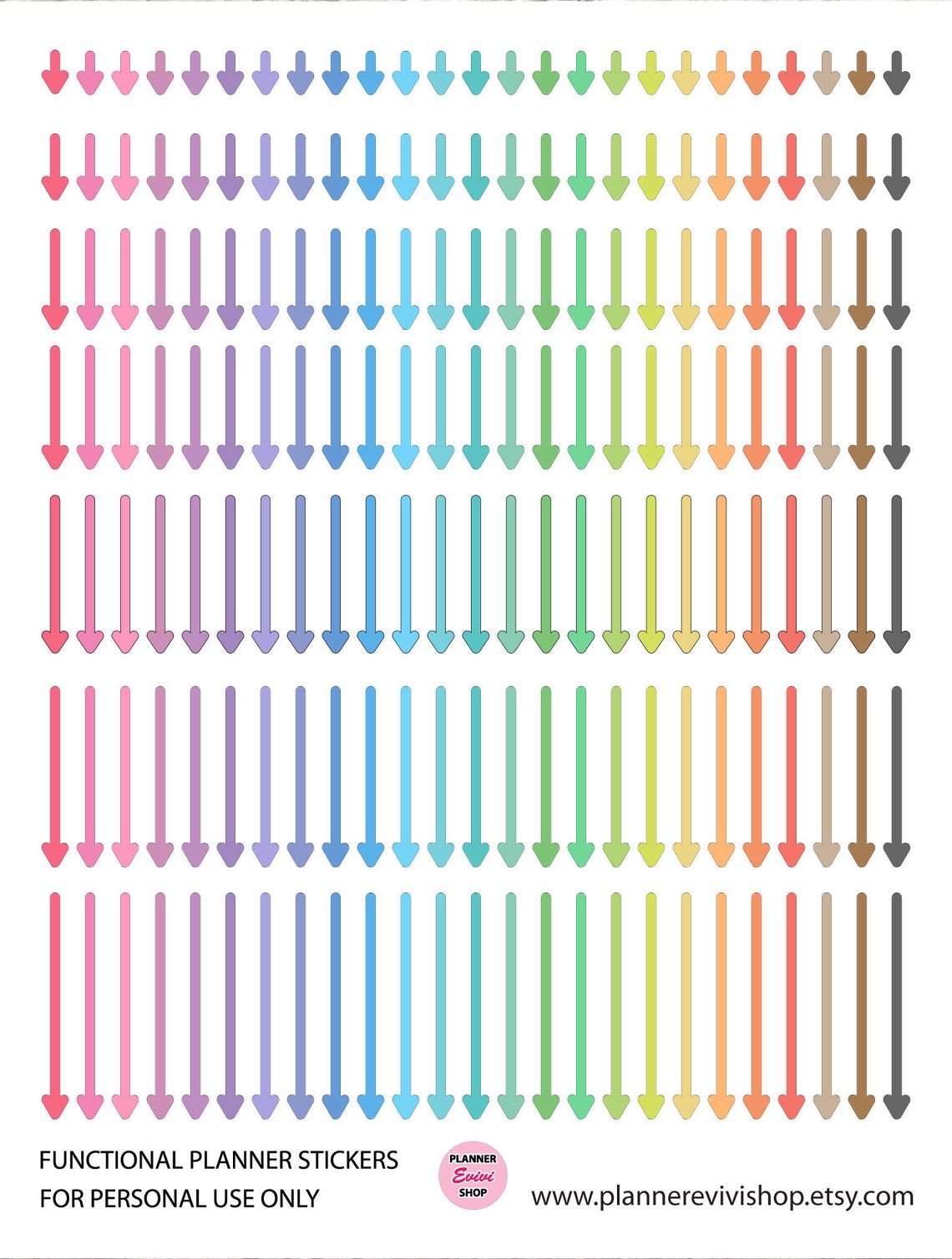 Rainbow Skinny Arrow/printable Planner Stickers/printable | Etsy