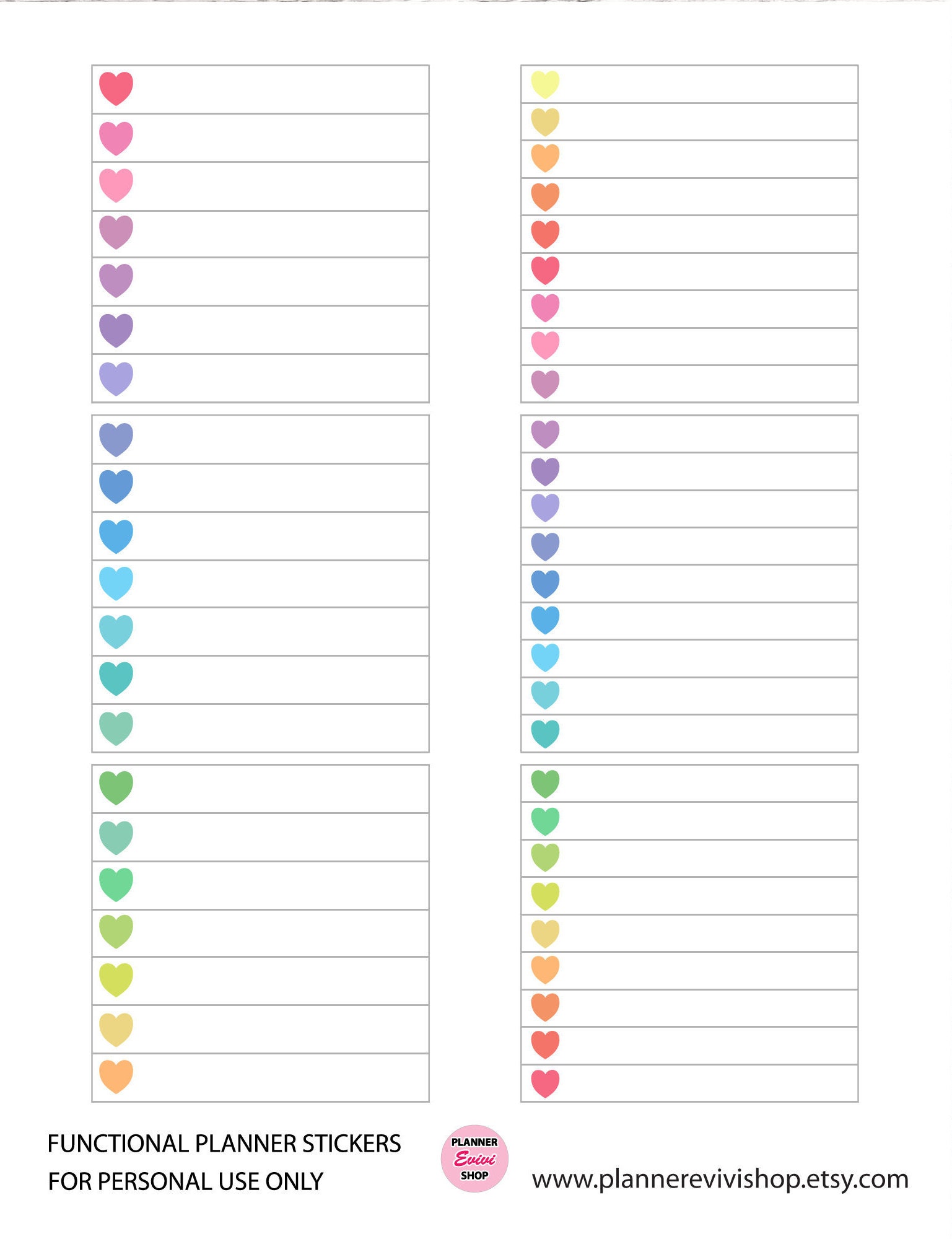 Sticky Note-rainbow Color Printable Planner Sticky Note Digital Sticky ...