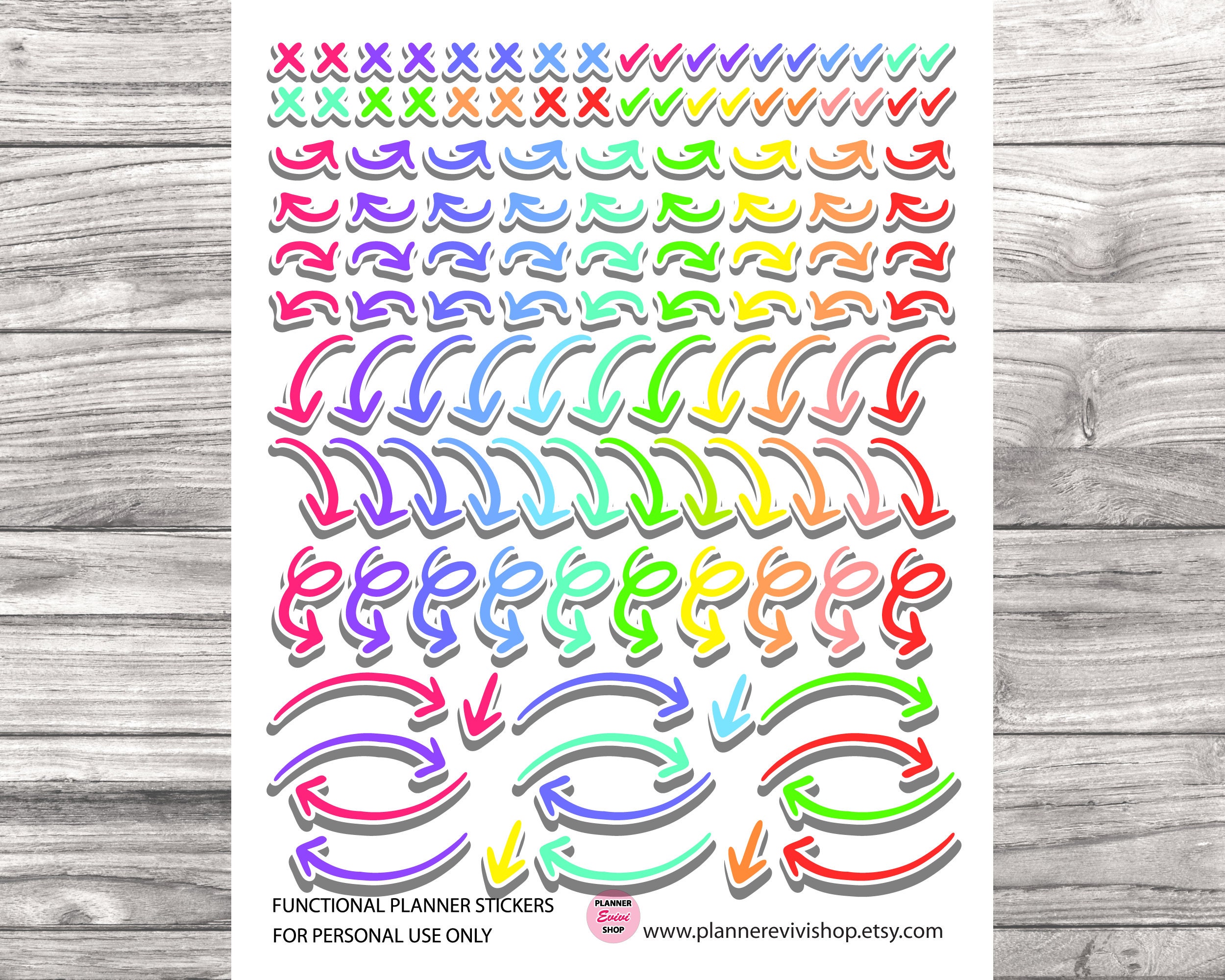 Hand Drawn Arrow Printable Planner Stickers/arrow Doodles Stickers/erin ...