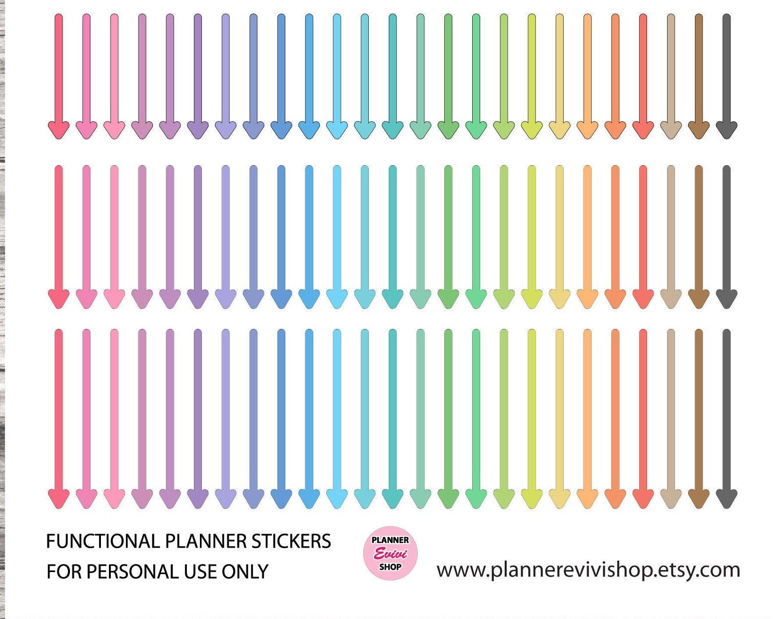 Rainbow Skinny Arrow/printable Planner Stickers/printable - Etsy