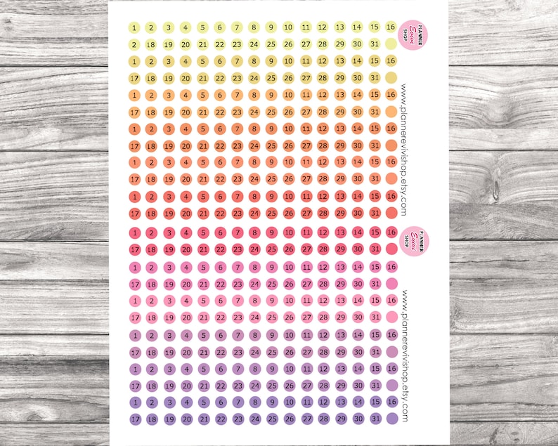 Printable Date Dots, Printable Planner Stickers, Date Dot Stickers,erin ...