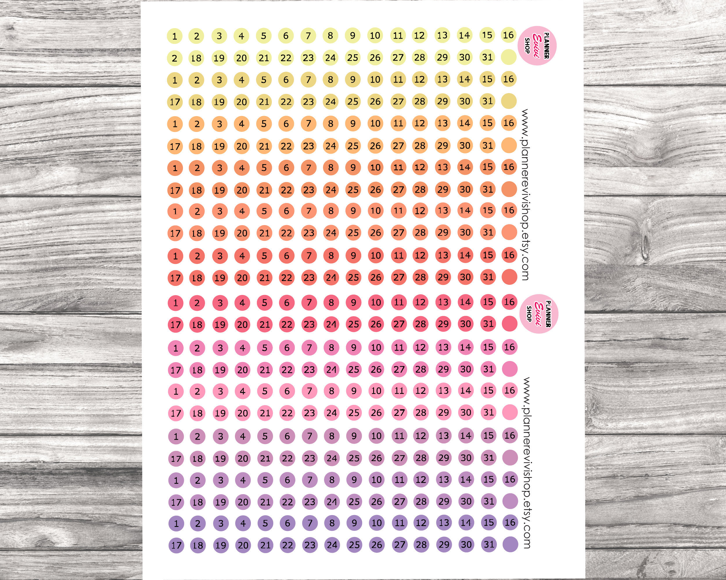 Printable Date Dots, Printable Planner Stickers, Date Dot Stickers,erin ...